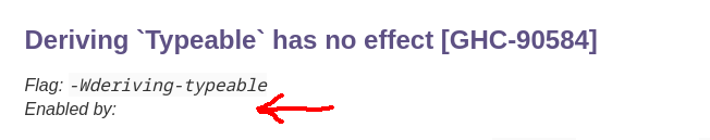 Some pages show empty "Enabled by" section for warning. · Issue #389 · haskellfoundation/error ...