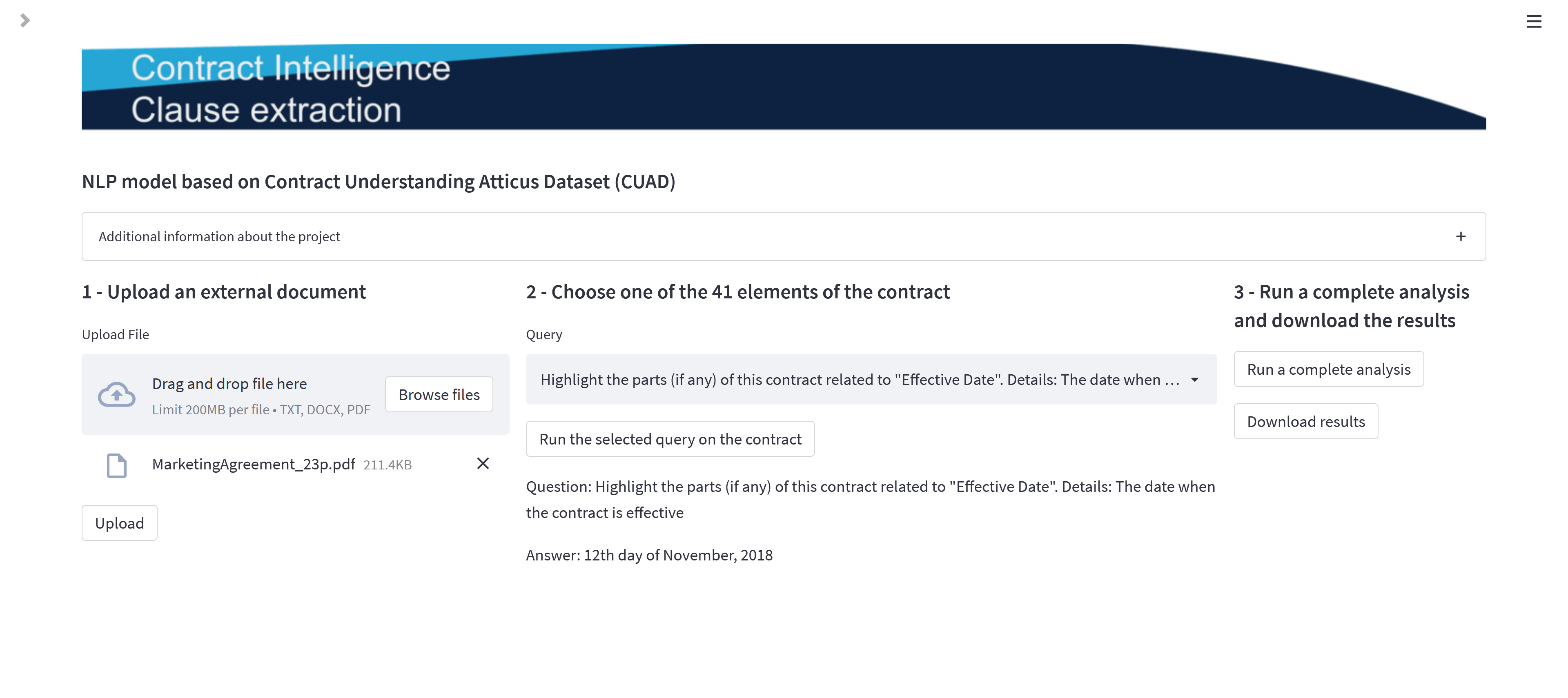GitHub - mbenetti/docker-bert-cuad: Streamlit container with Bert trained on CUAD dataset from ...