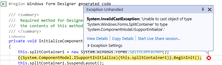 WinForms designer emits broken code in multi-targeted projects · Issue ...