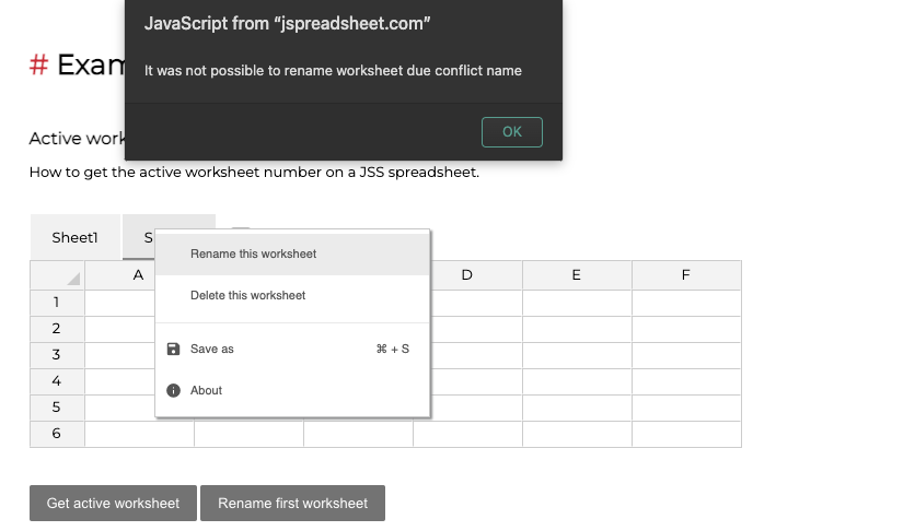 Renaming Worksheet Works Intermittently · Issue 231 · Jspreadsheetpro 