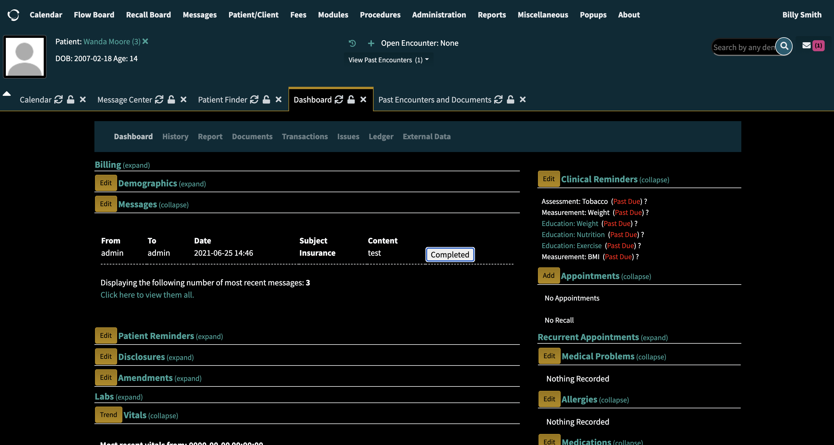 Clicking "Completed" on a message in patient dashboard is broken · Issue #4481 · openemr/openemr ...