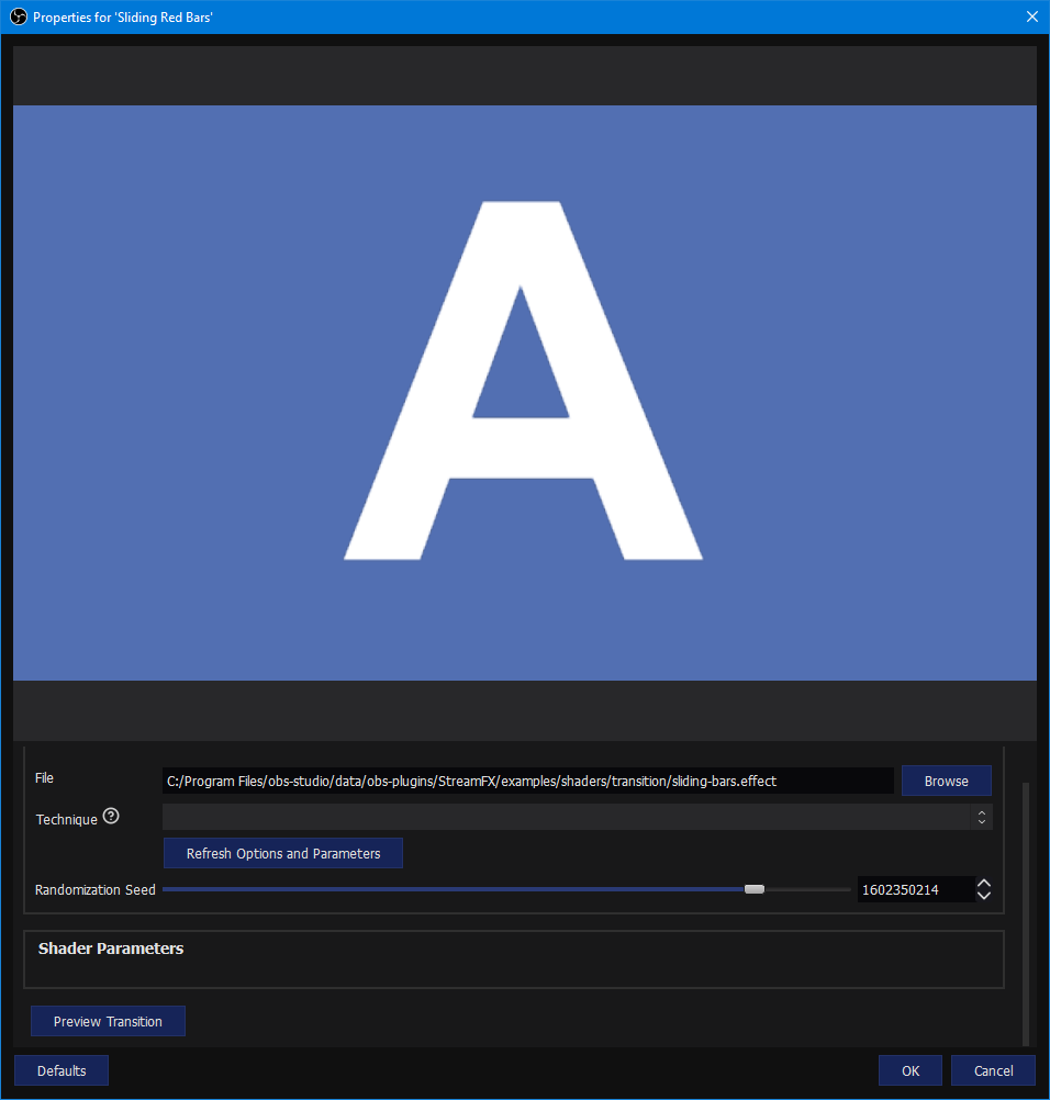Version Update to 0.9.0 causes "Sliding Bars Transition Effect" to stop ...
