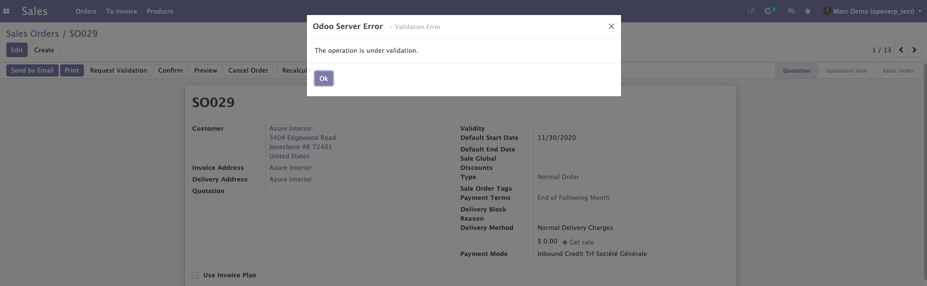 [12.0] sale_tier_validation: Sale order cannot be processed when there are followers · Issue ...