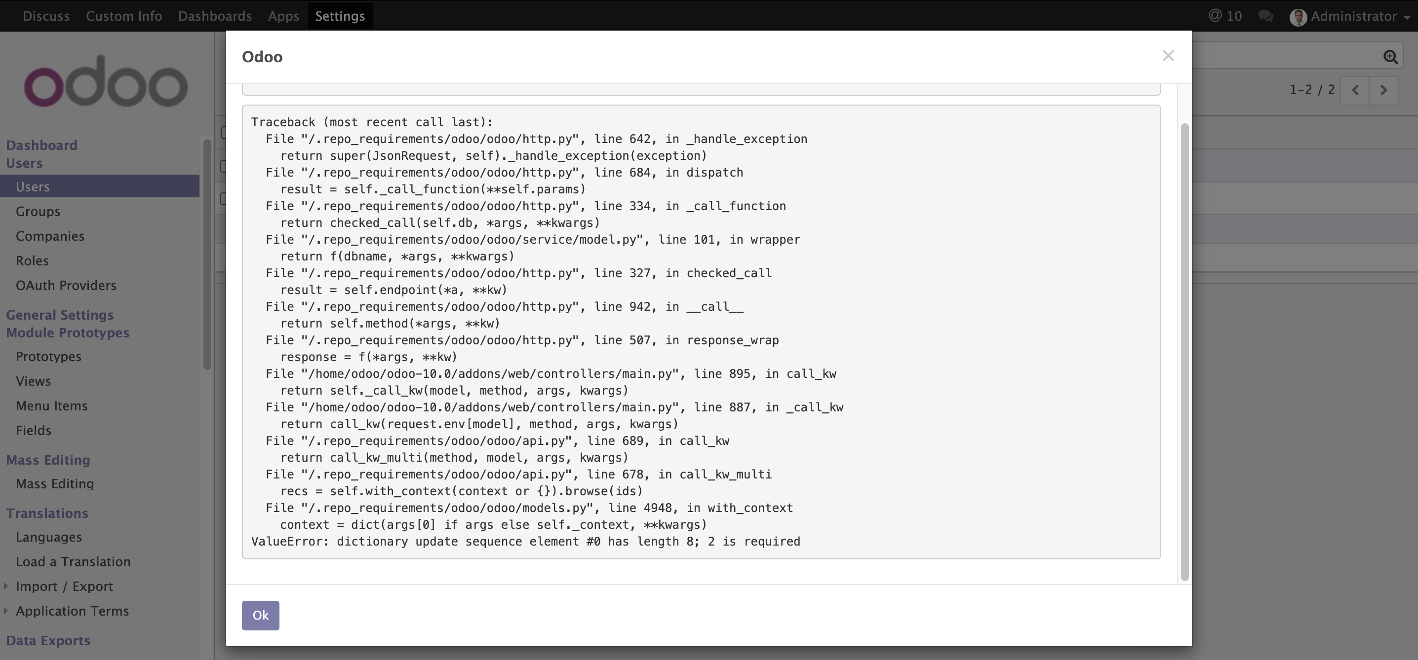[10.0] auditlog: ValueError when opening the record with form view · Issue #2043 · OCA/server ...