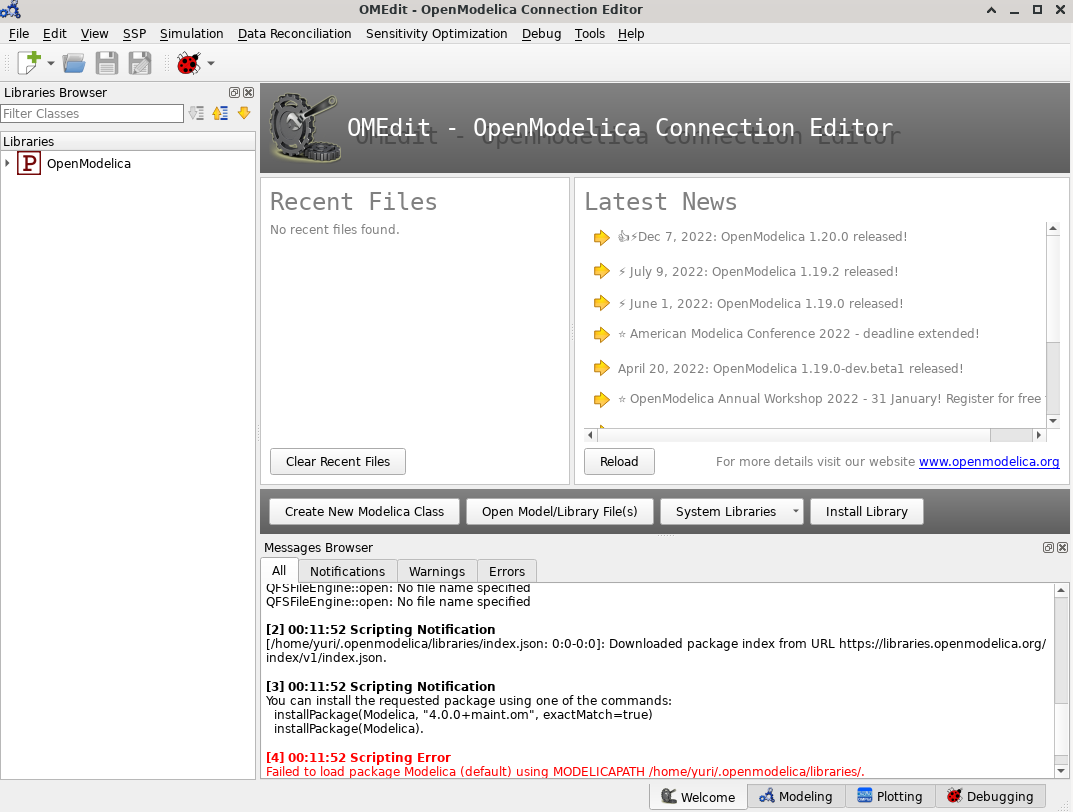 Libraries Arent Shown In The Left Pane · Issue 9920 · Openmodelicaopenmodelica · Github
