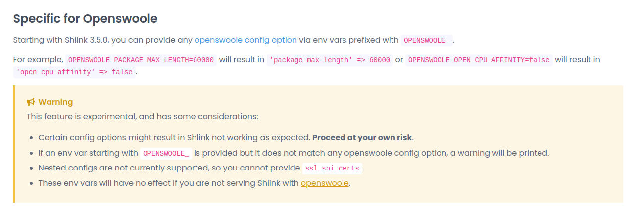 Allow Customizing Openswoole Configuration Options · Issue 1662 · Shlinkio Shlink · Github