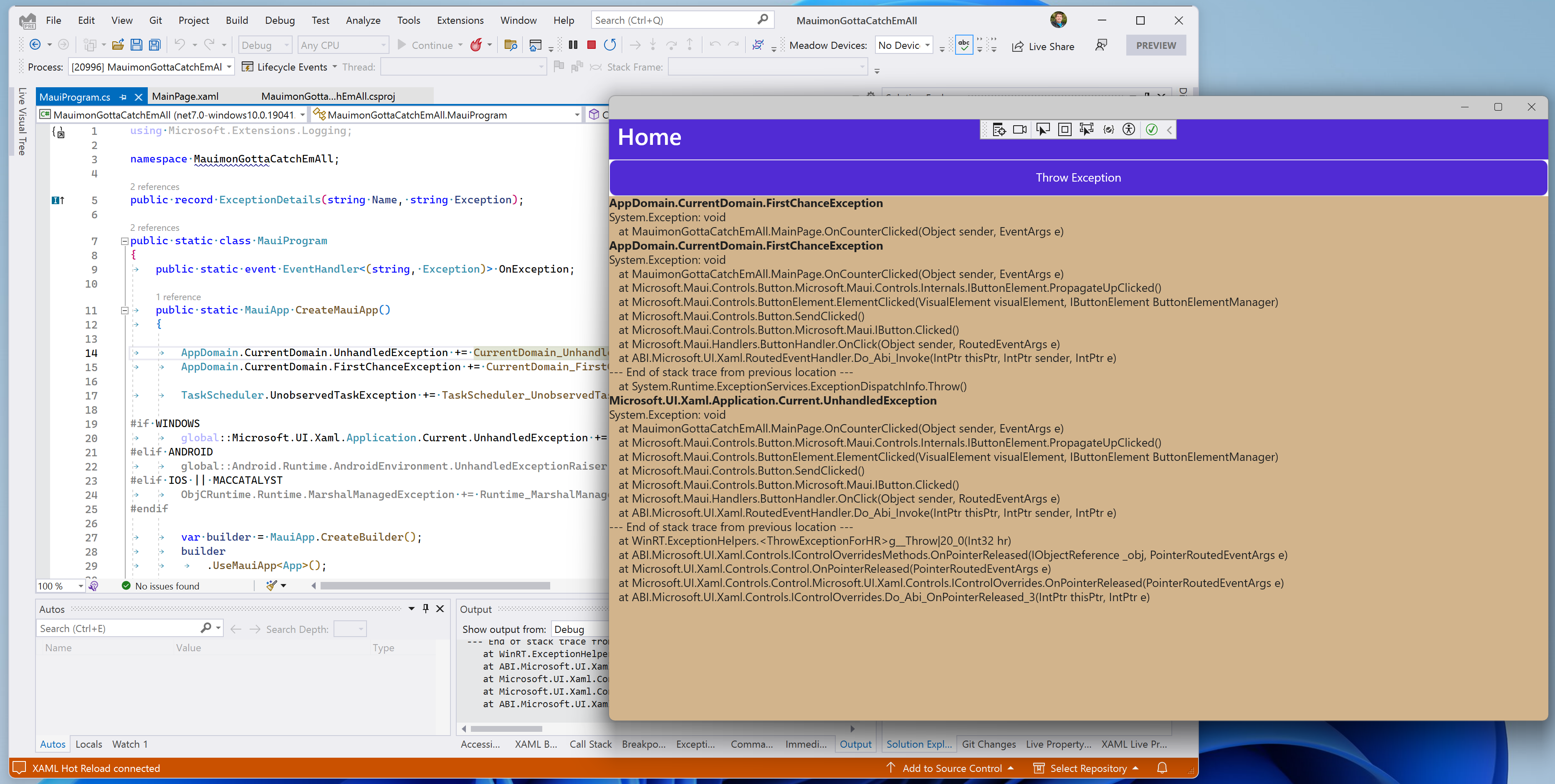 GitHub - Redth/MauiExceptionsGottaCatchEmAll: Playing with exception handling in MAUI
