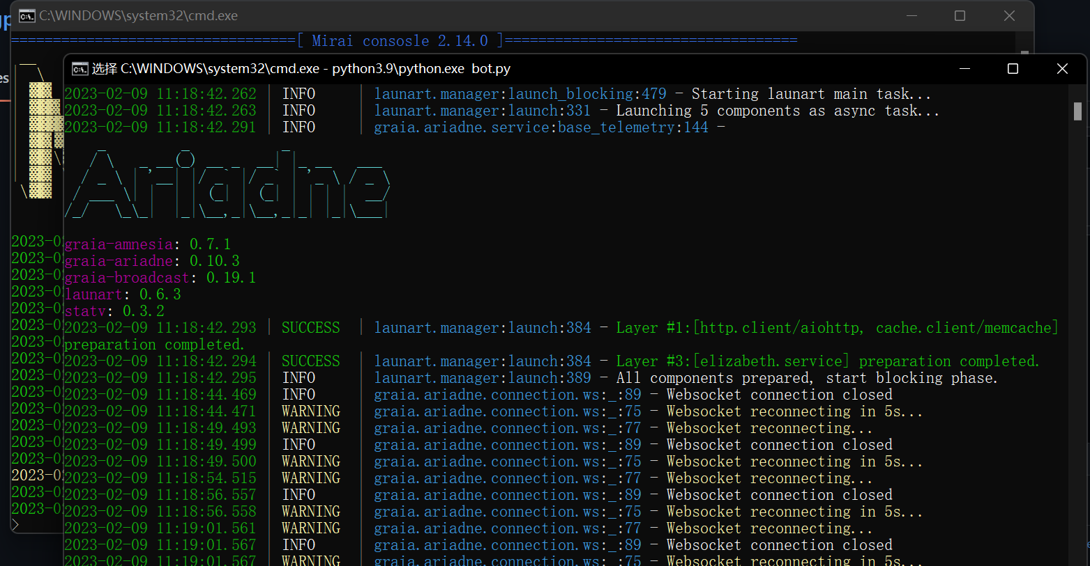 graia.ariadne.connection.ws:_:89 - Websocket connection closed · Issue #83 · lss233/chatgpt ...