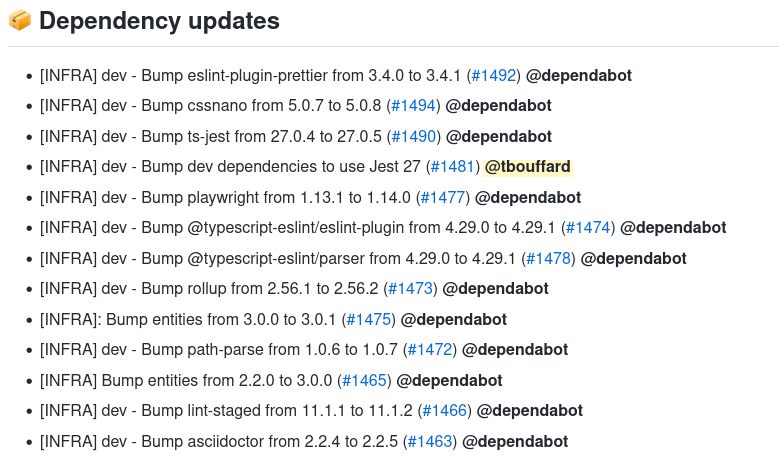 [DOC] Don't add development dependencies to release notes · Issue #2208 ...