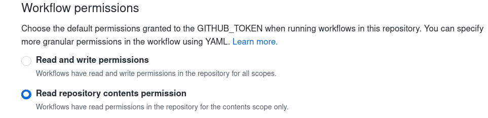 Doc content repo: set GH_TOKEN default permissions to read · Issue #443 ...