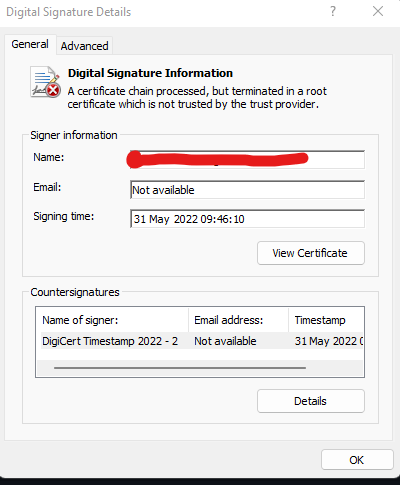 Signed code contains invalid certificate chain · Issue #426 · dotnet/sign · GitHub