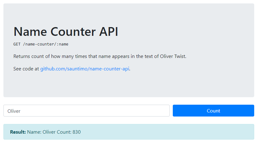 GitHub - sauntimo/name-counter-api: Simple API for counting occurrences ...