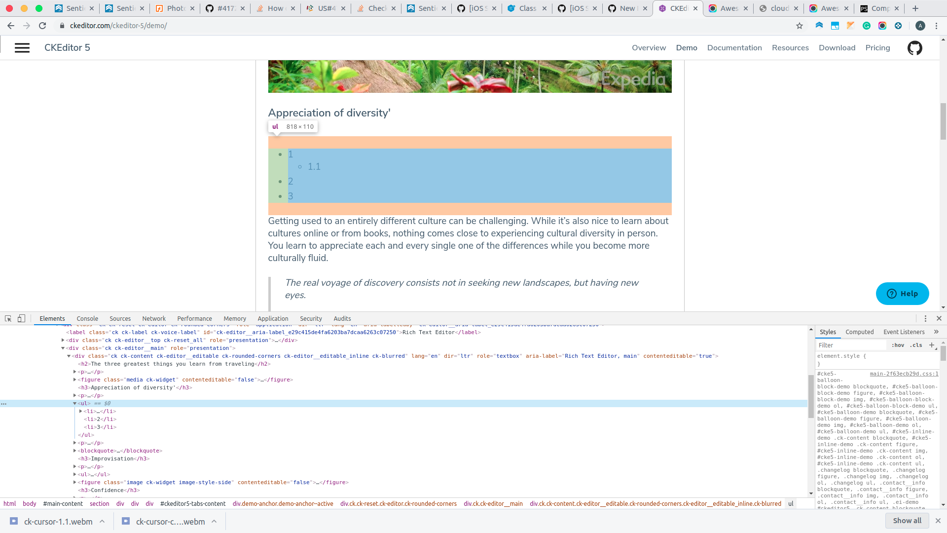 Cursor goes to beginning if you click on the margin-top area of a list when first element is ...