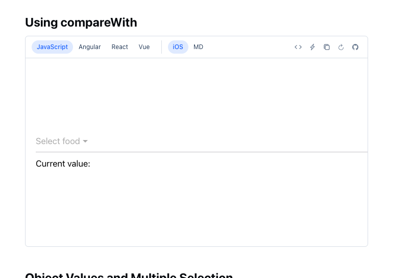 docs(select): add objects as values playgrounds by amandaejohnston · Pull Request #2316 · ionic ...
