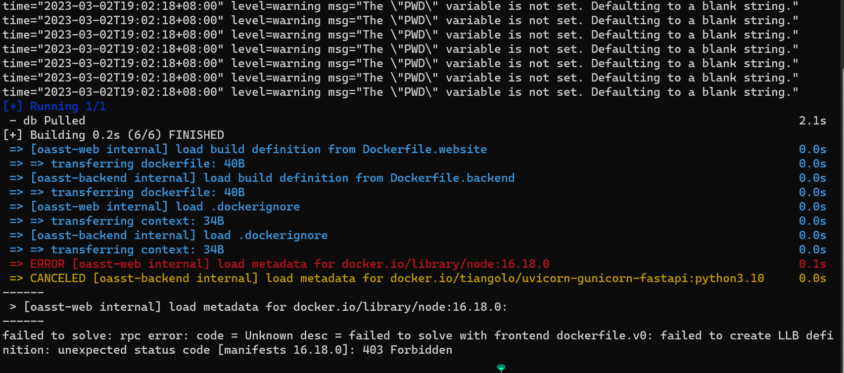 Docker Building Error · Issue #1931 · LAION-AI/Open-Assistant · GitHub