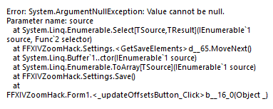 error when updating offsets · Issue #73 · jayotterbein/FFXIV-Zoom-Hack · GitHub