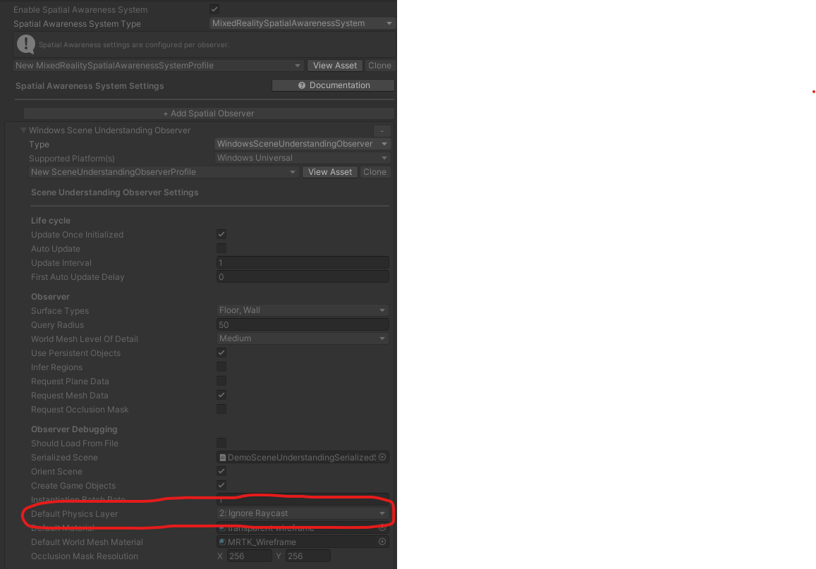 Windows Scene Understanding Observer ignores DefaultPhysicsLayer ...