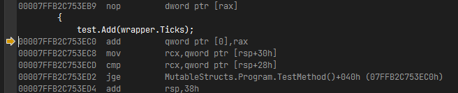 Incorrect NRE during operations on structures in method marked with AgressiveOptimization ...