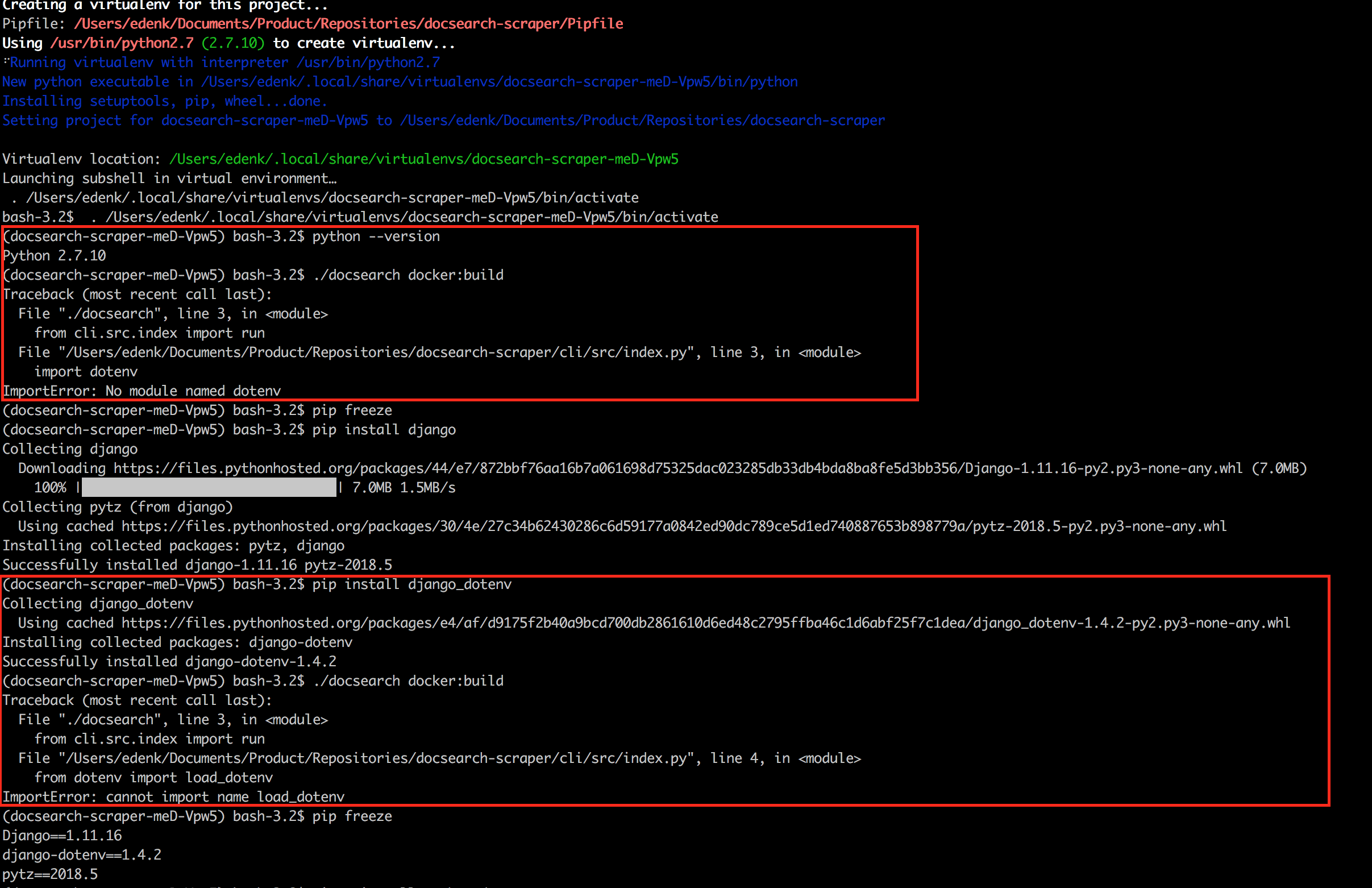 ImportError: No module named dotenv · Issue #400 · algolia/docsearch ...