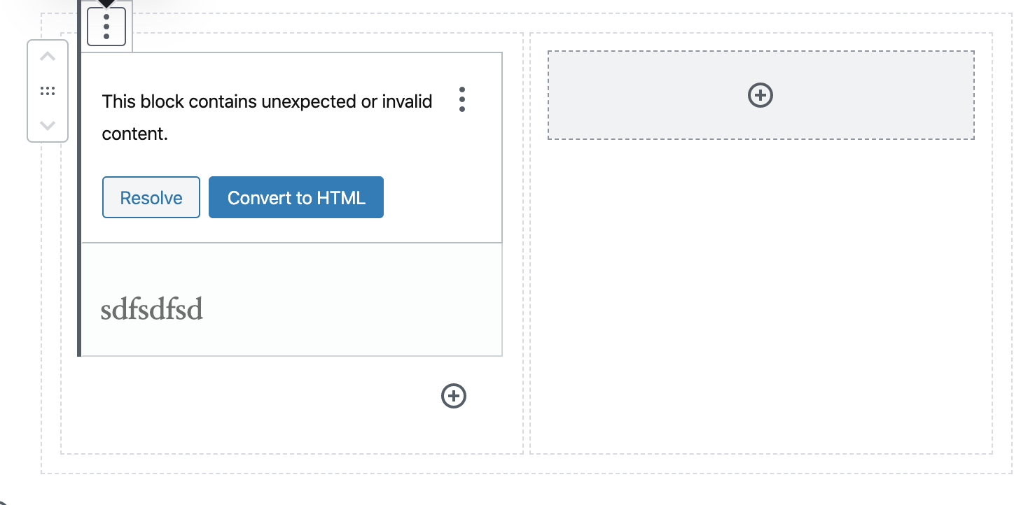 Display of invalid block warning inside a column block needs ...