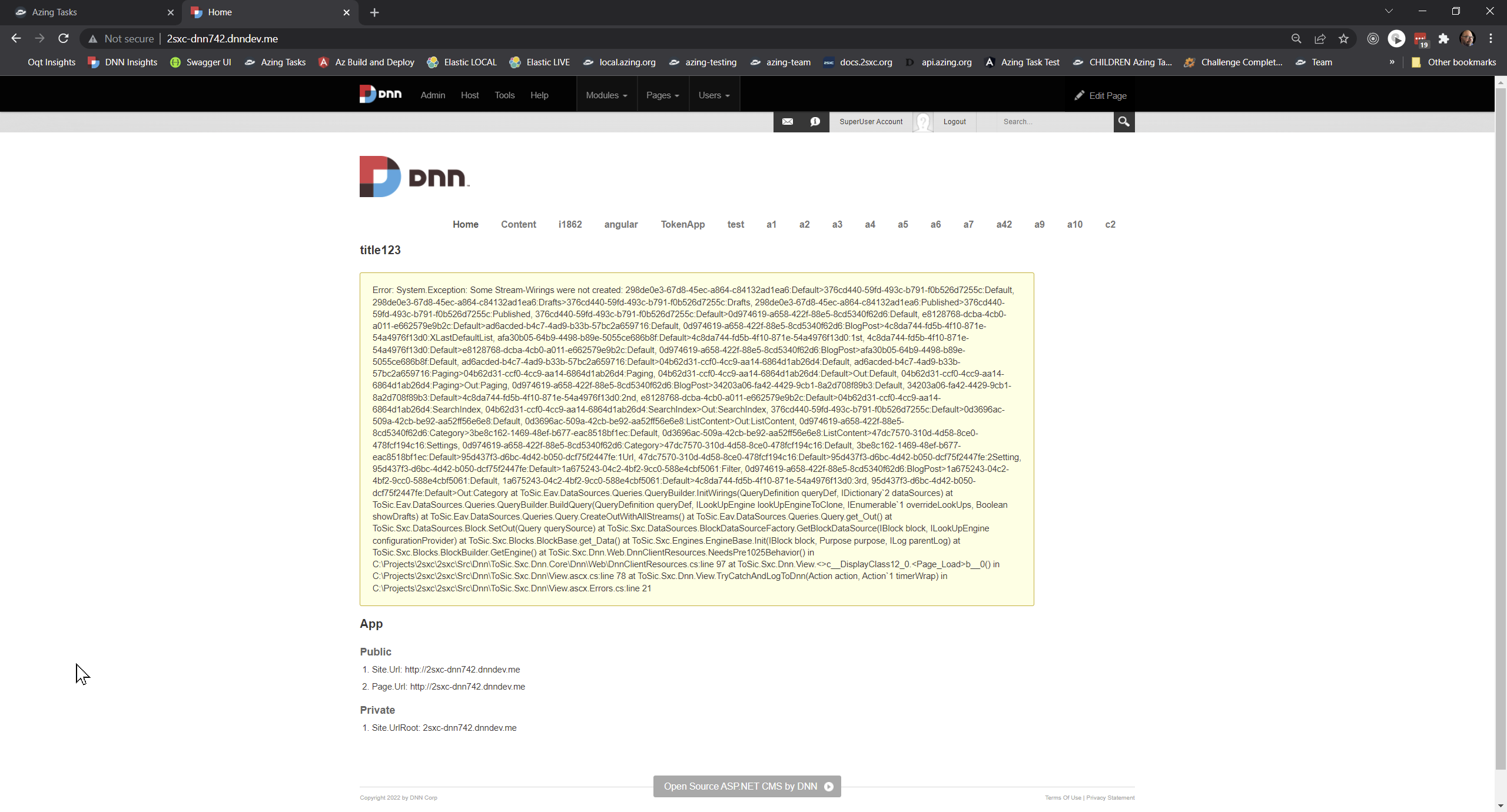Exception on DNN start: "Some Stream-Wirings were not created" · Issue #2697 · 2sic/2sxc · GitHub