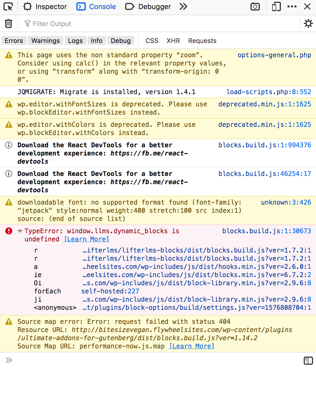 Settings page completely blank · Issue #208 · CakeWP/block-options · GitHub