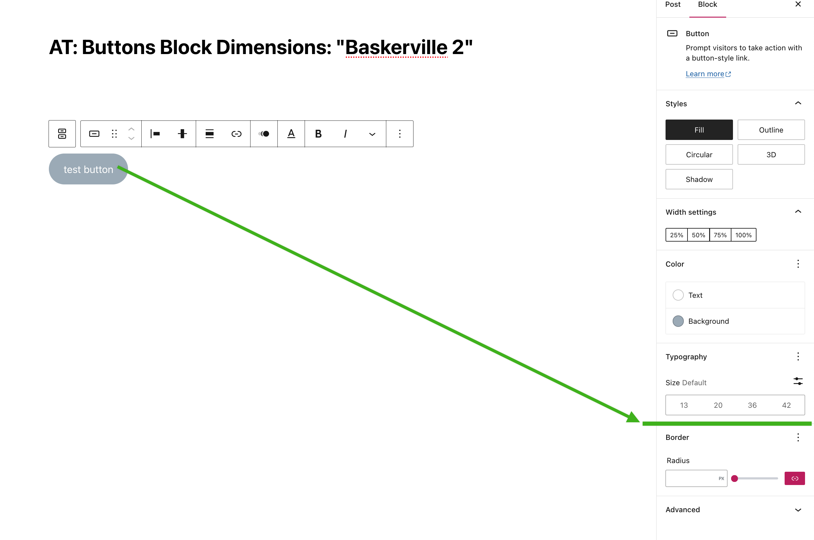 Older Themes: Buttons block missing Dimensions section · Issue #6155 · Automattic/themes · GitHub