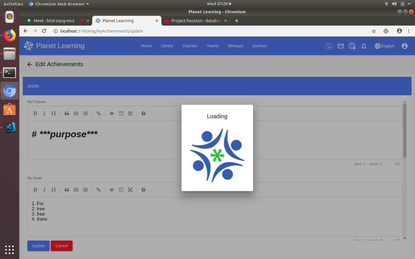 Achievements: Update failing, spinner keeps on loading · Issue #3111 · open-learning-exchange ...