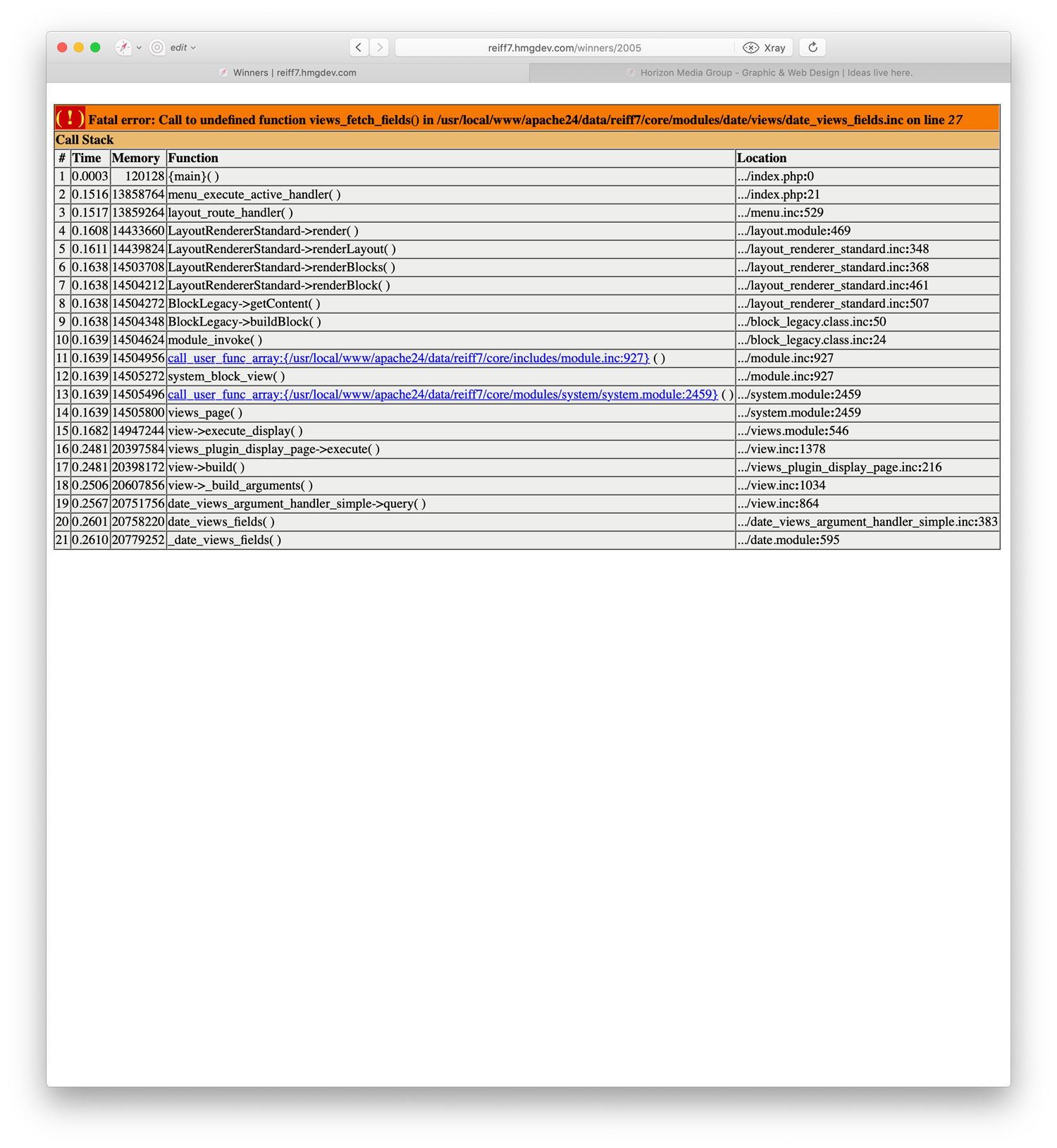 Fatal error: Call to undefined function views_fetch_fields() in /core/modules/date/views/date ...