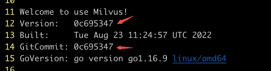 [Bug]: No version and GitCommit in milvus pod logs · Issue #19079 · milvus-io/milvus · GitHub