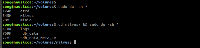 [Bug]: Insert a little data into milvus deployed by docker, and the rdb_data dir size grows to ...