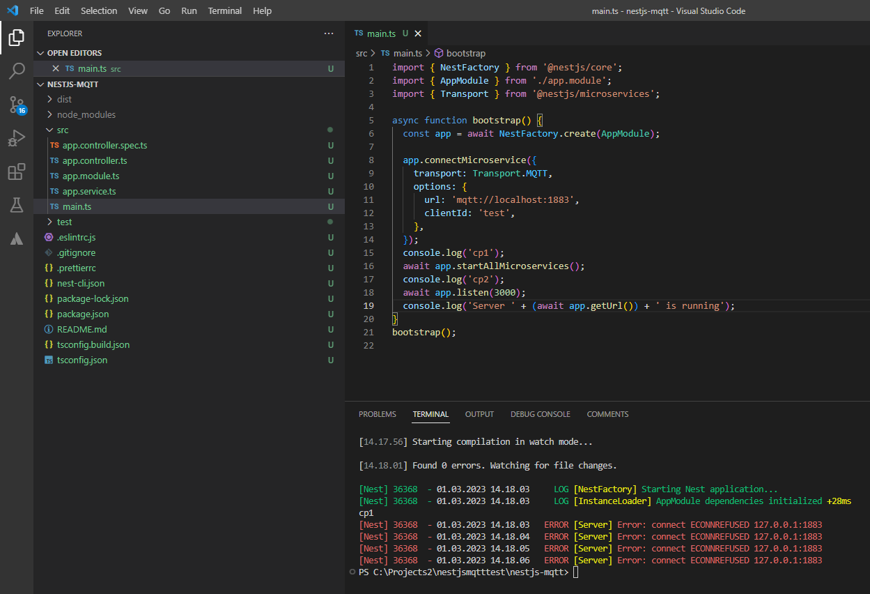 MQTT microservices will not start · Issue #11175 · nestjs/nest · GitHub