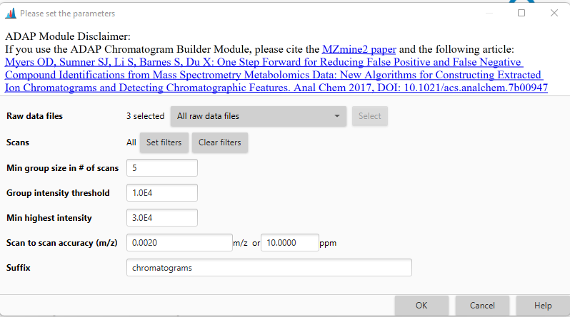 Bug in ADAP Chromatogram builder with Scans "All" · Issue #938 · mzmine ...