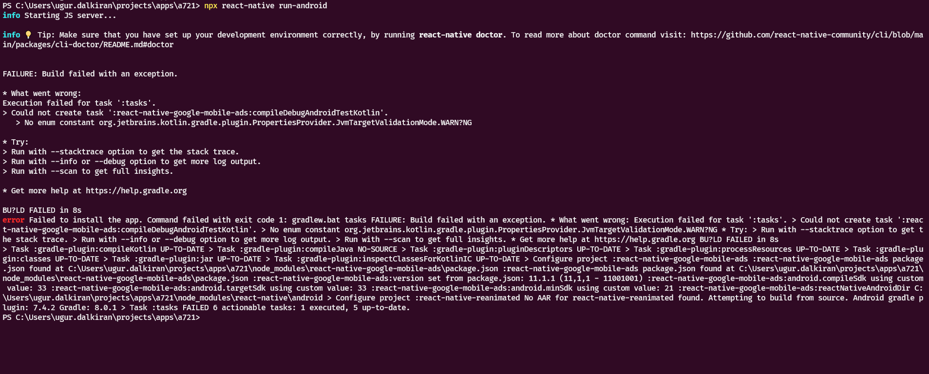 [🐛] android build error issue for RN 0.72.1 · Issue #405 · invertase/react-native-google-mobile ...