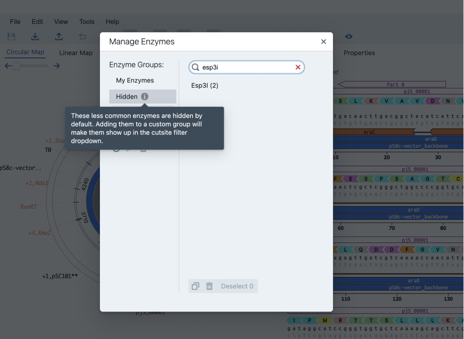 How to add new restriction enzymes to OVE? I can't find Esp3I. · Issue ...