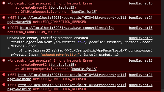 BUG: I get disconnected without any possibility of reconnection · Issue #185 · dbgate/dbgate ...