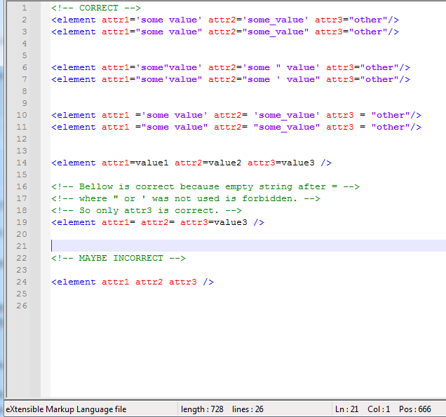 XML highlighting fails when an attributes uses single quotes and a ...