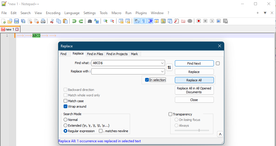 Regex for selection is not matched at the start of the selection · Issue #12648 · notepad-plus ...