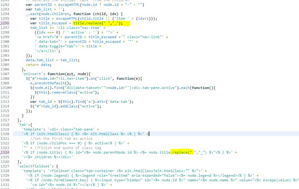 Error in Navigation Tabs when the title has more than one blank space · Issue #420 · jsonform ...
