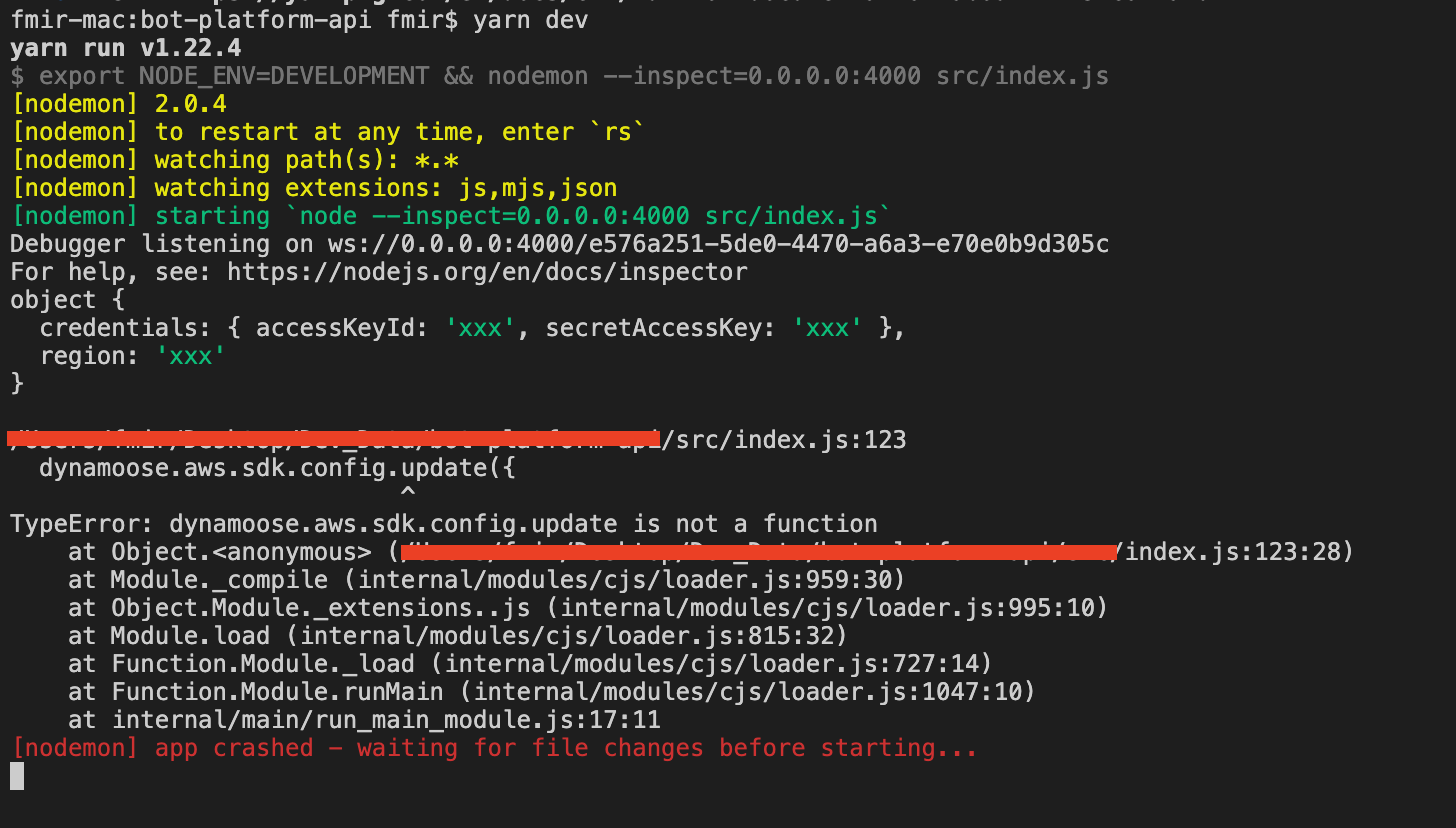 Bug Error Updating Global Credentials Of Dynamodb · Issue 964 · Dynamoosedynamoose · Github