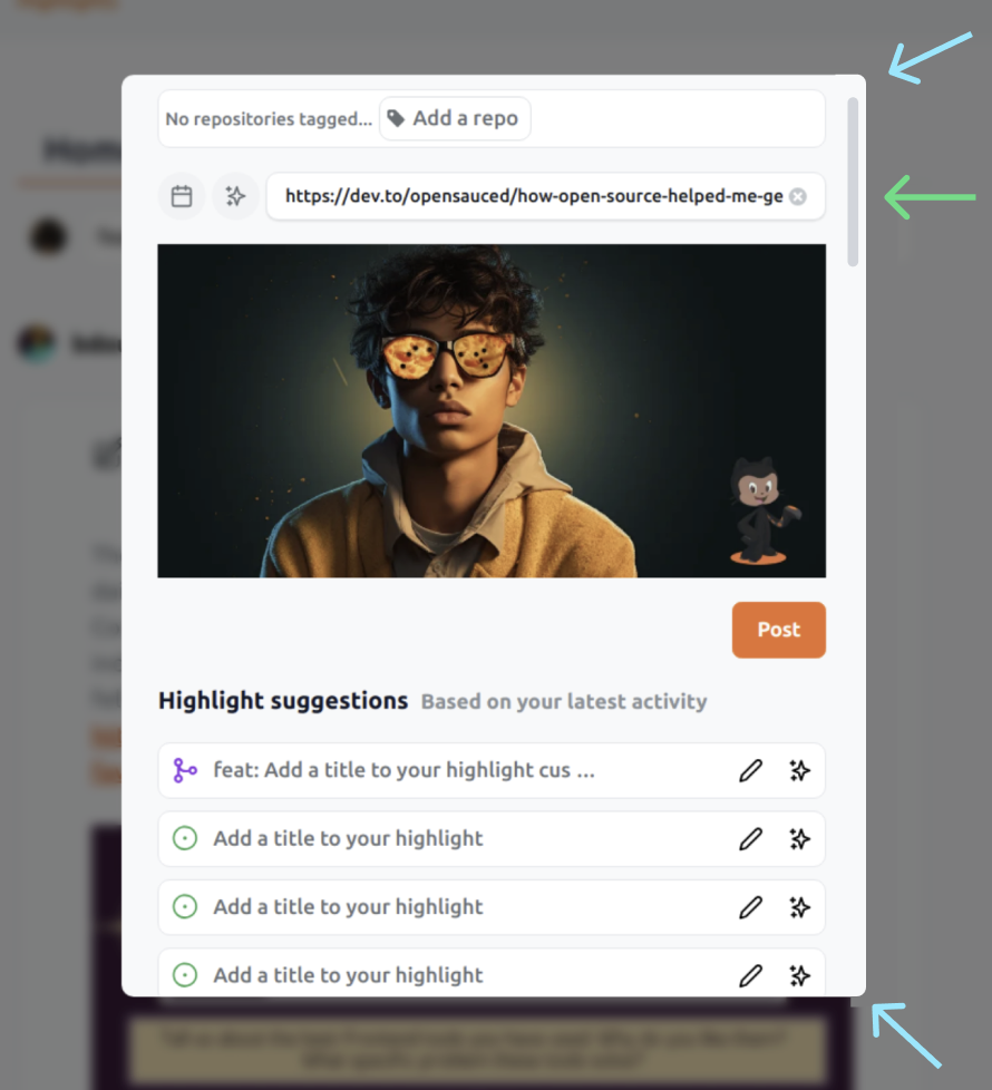Feature: Highlight suggestions · Issue #943 · open-sauced/app · GitHub