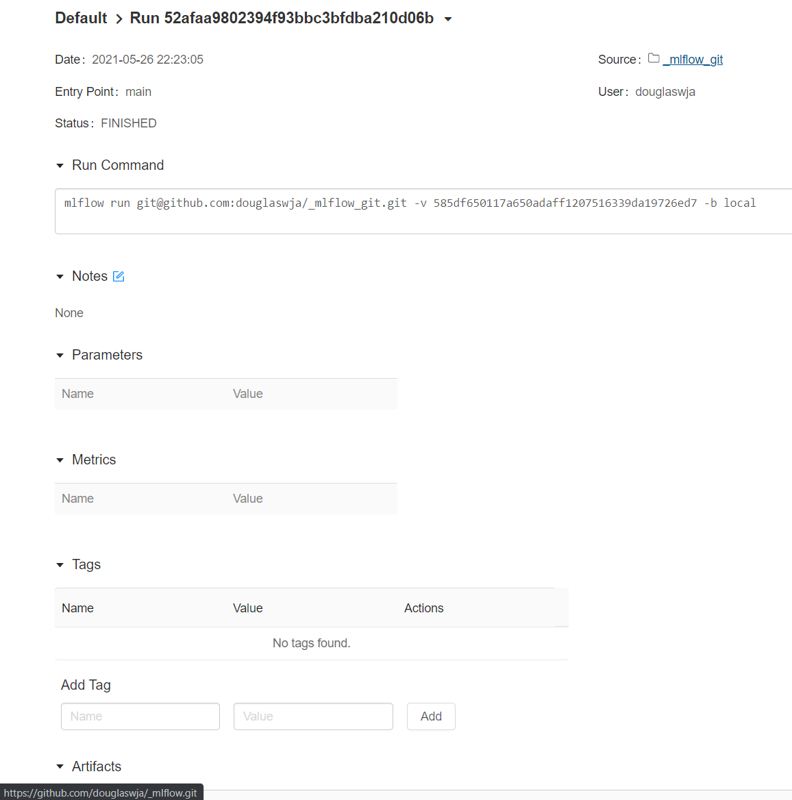 [BUG] Git repository names containing the string _git have broken hyperlinks in MLflow UI ...