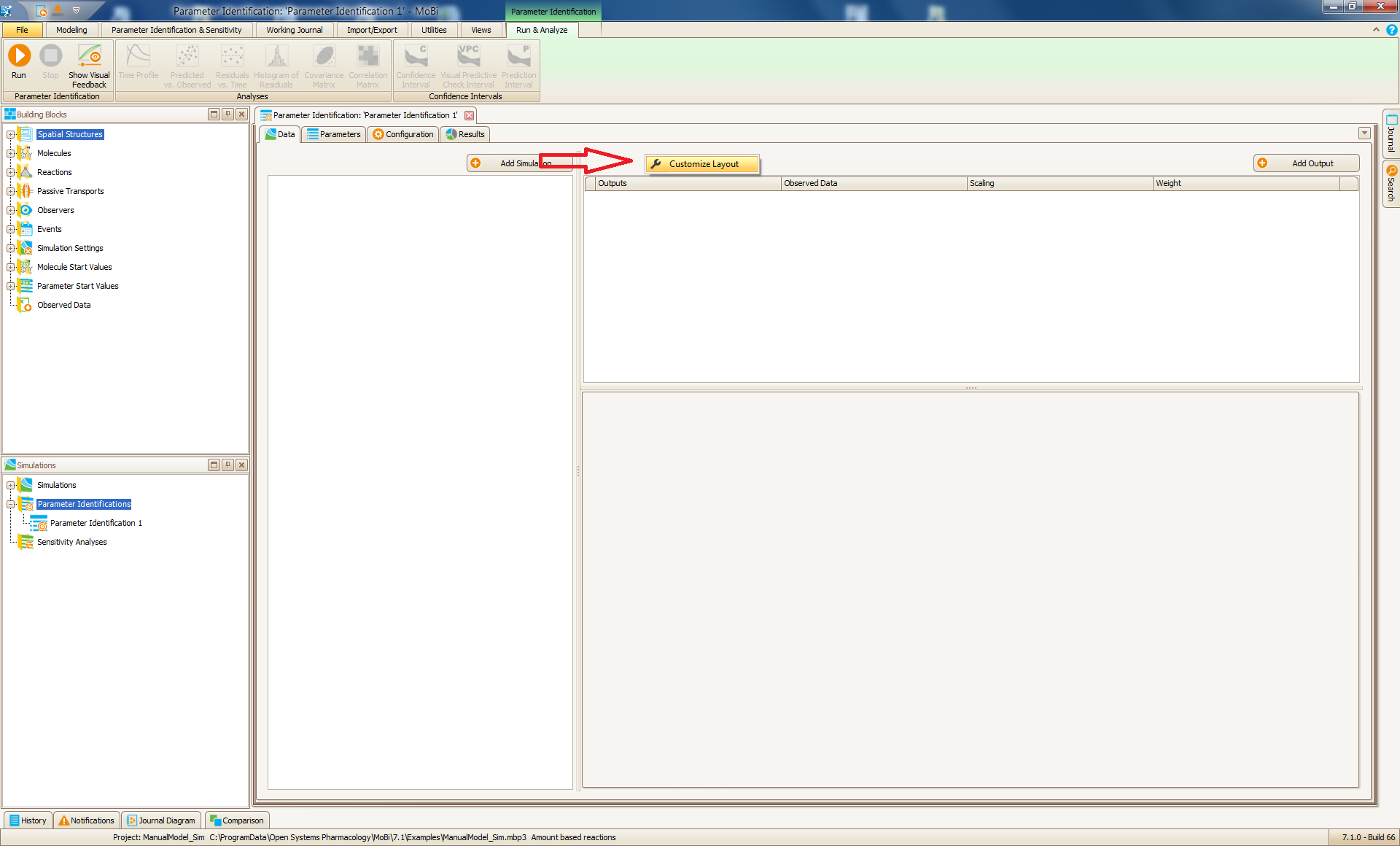 Right-click underneath tabs in Parameter Identification displays ...