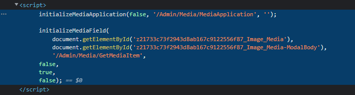 MediaField: BagPart edit, Content type resource loading system create an unnecessary `script ...