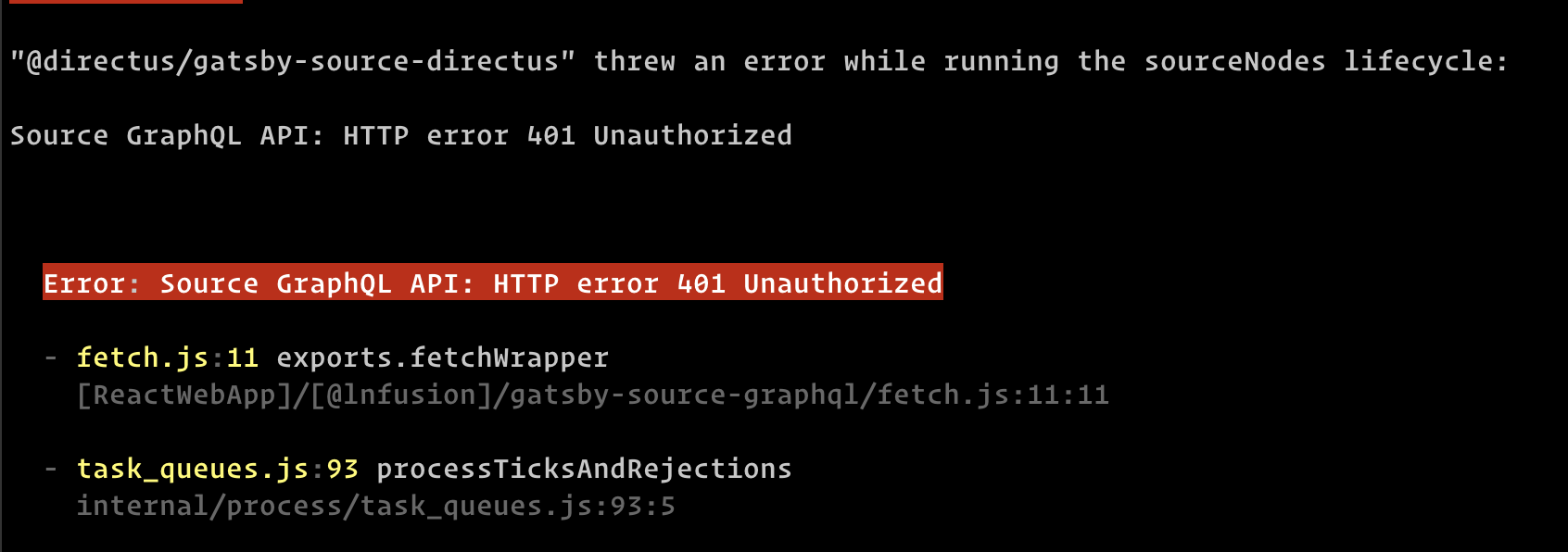Gatsby directus plugin thows 401 for api with some public content when no token is passed ...