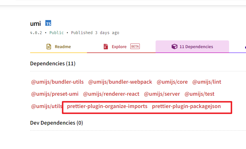 [Bug] 存在直接依赖prettier plugin · Issue #8256 · umijs/umi · GitHub