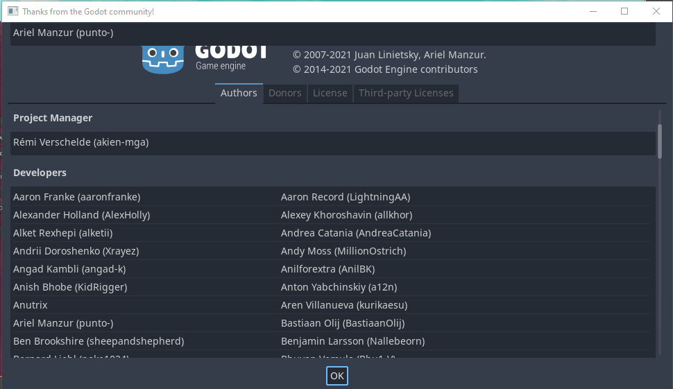 Bad display when scrolling "About Godot" popup · Issue #55153 · godotengine/godot · GitHub