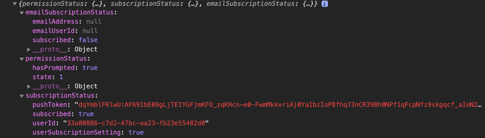 User remains as "Not Subscribed" even on repeated init and setSubscription(true) calls · Issue ...