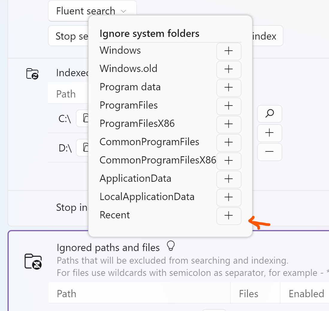 couldn't ignore 'recent file' path · Issue #624 · adirh3/Fluent-Search · GitHub