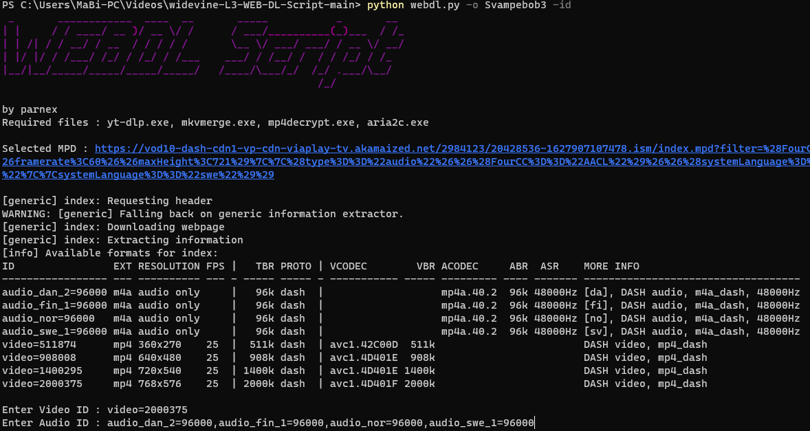 Possible to select multiple audio ID's when using the -id parameter? · Issue #72 · parnexcodes ...